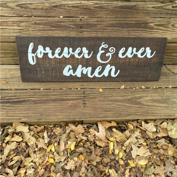 Wall Decor | Forever Ever Amen In White Cursive Wall Decor | Poshmark